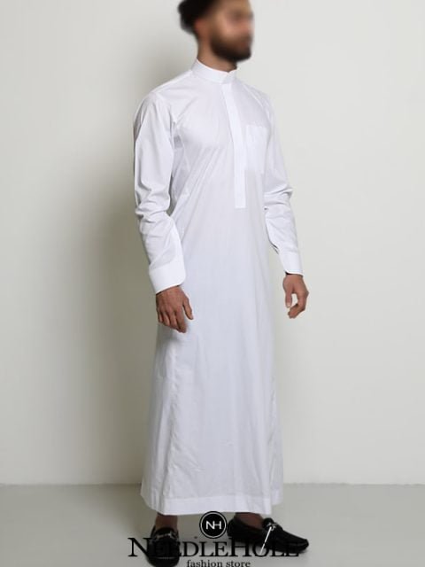 Single pocket arabic jubba for muslim men in white color
